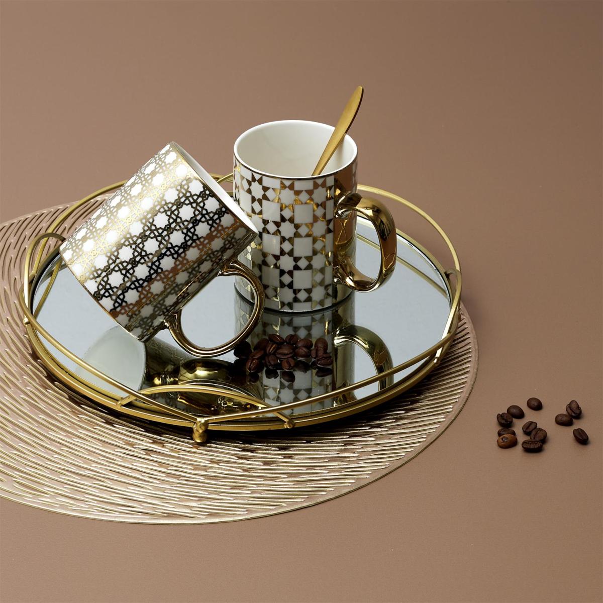 Mug Doré Design 30 cl - Céramique Blanche